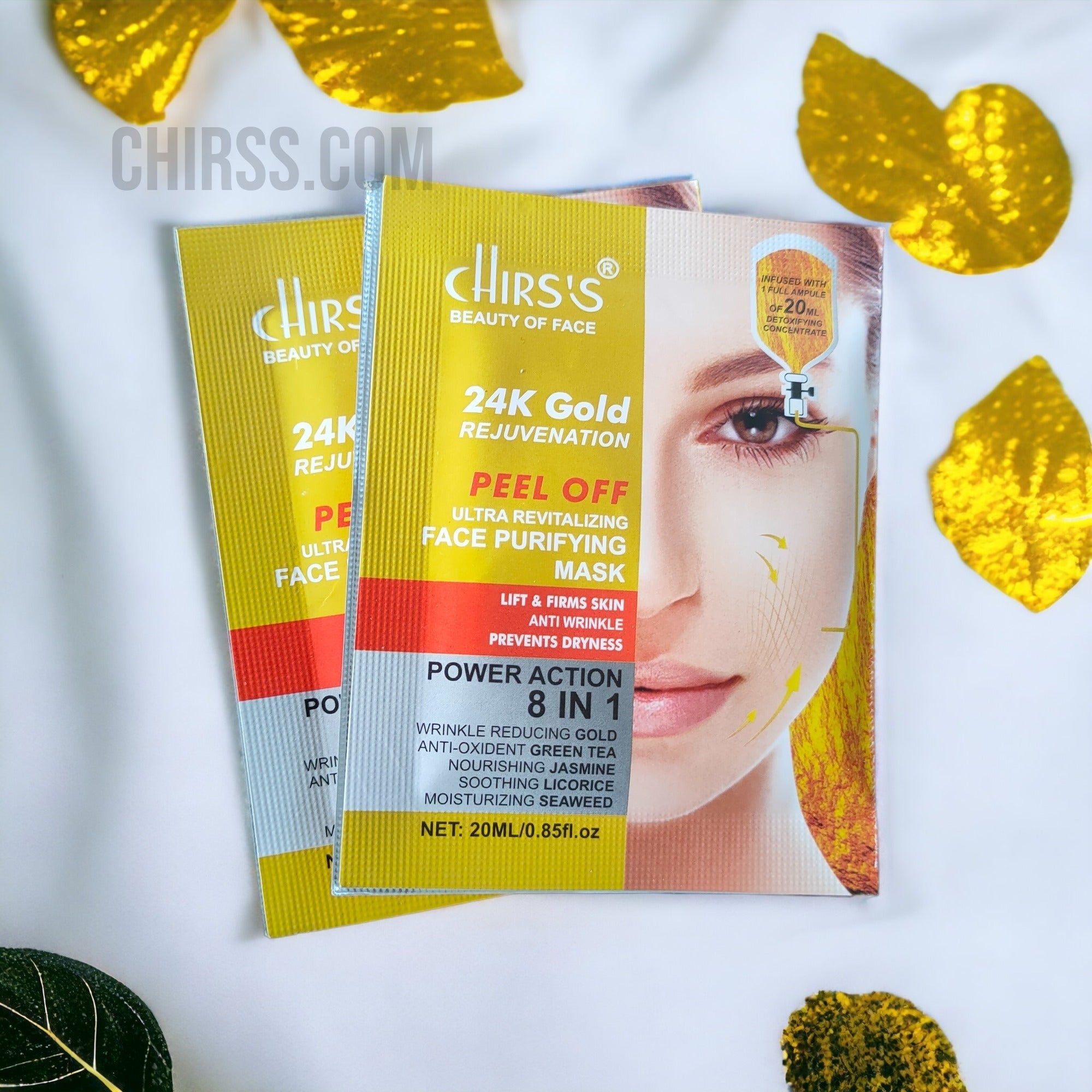 Chirs's 24k Gold Rejuvenation Peel Off Face Purifying Mask 8 in 1 Powe ...